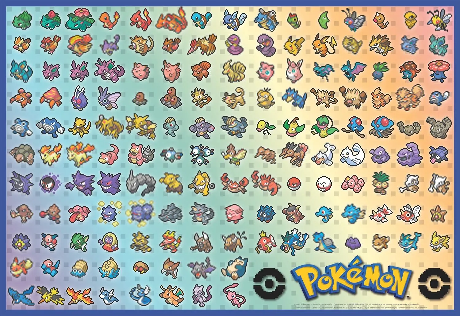 Retro Pixel Pokemon Chart - Scratch and Dent - 2000 Piece Jigsaw Puzzle ...
