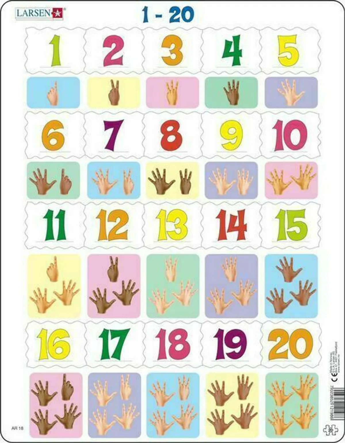 Counting Numbers 1-20 20 Piece Children's Jigsaw Puzzle - 20 Piece ...