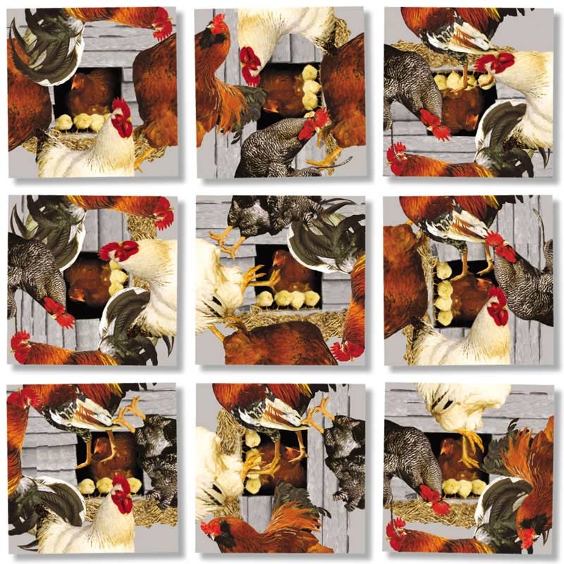 Roosters - 9 Piece Jigsaw Puzzle by Scramble Squares | Serious Puzzles