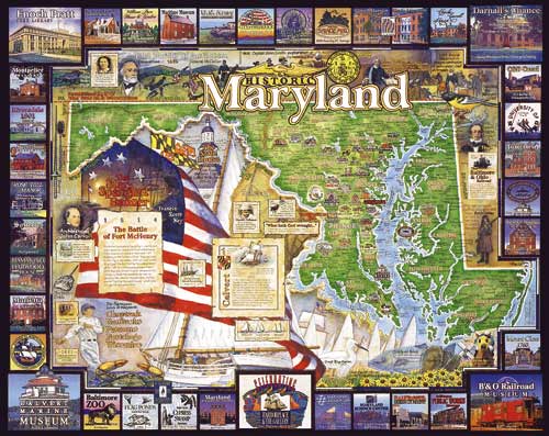 Historic Maryland, 1000 Pieces, White Mountain | Serious Puzzles