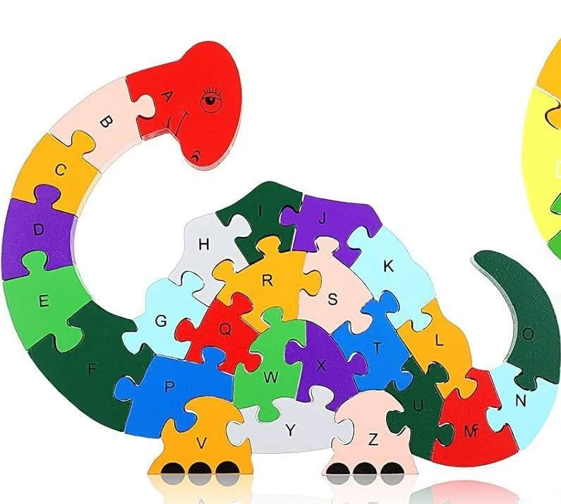 Alphabet Jigsaw Puzzle Building Blocks Dinosaur - 4 Piece Jigsaw Puzzle ...