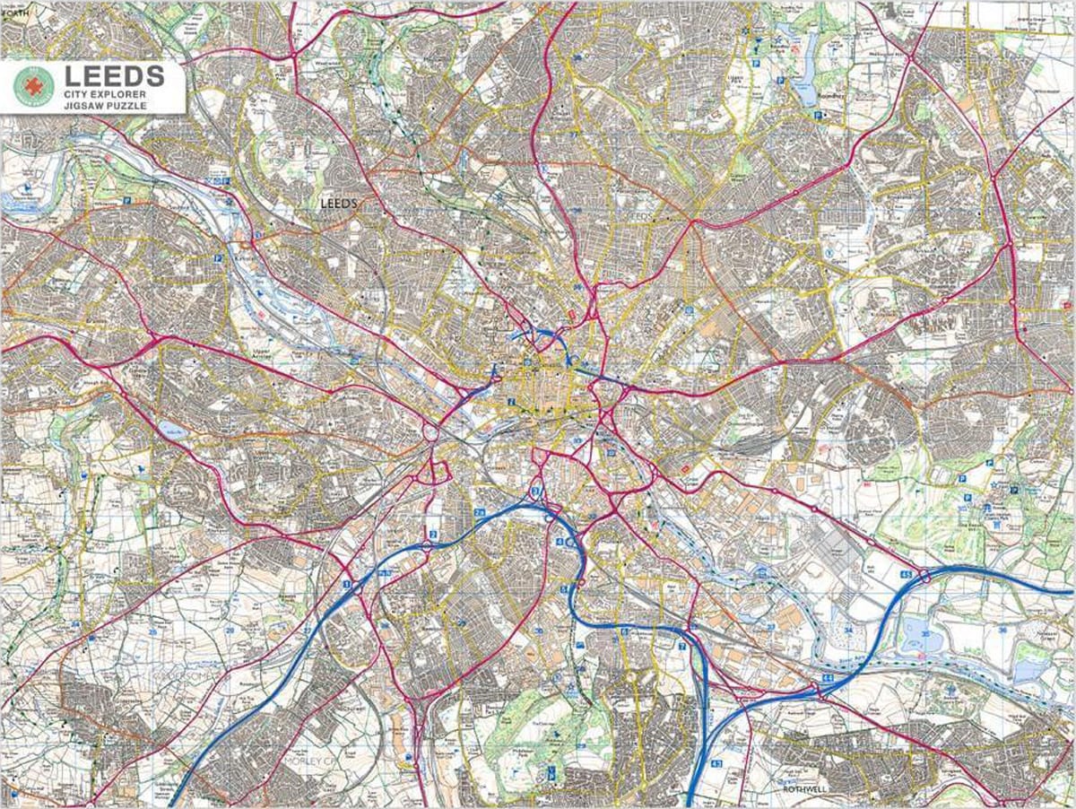 Leeds City Map - 1000 Piece Jigsaw Puzzle by All Jigsaw Puzzles ...