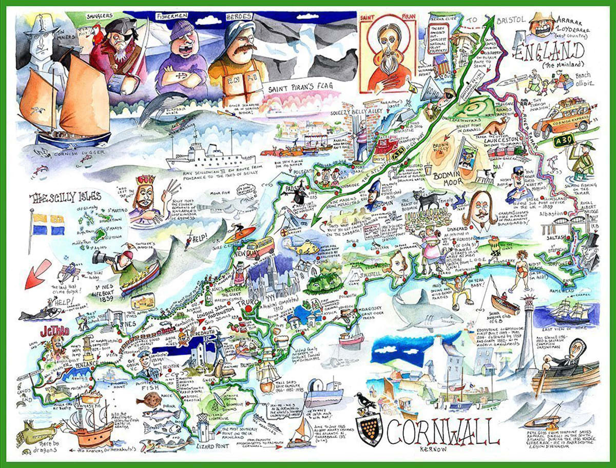 Map of Cornwall - 1000 Piece Jigsaw Puzzle by All Jigsaw Puzzles ...