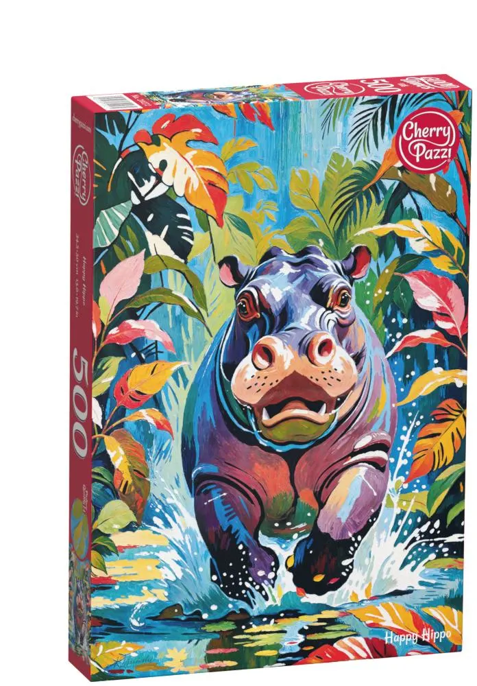 Happy Hippo - 500 Piece Jigsaw Puzzle by CherryPazzi | Serious Puzzles