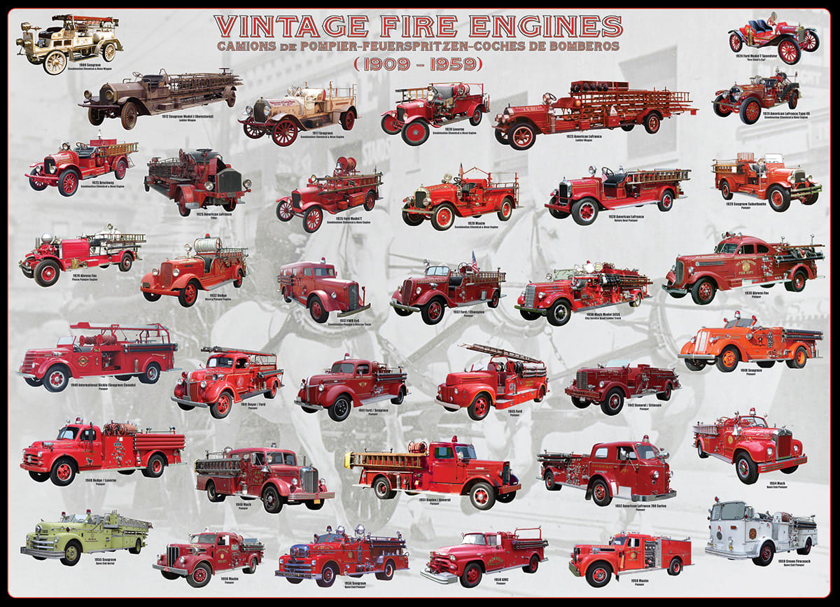 Vintage Fire Engines - Scratch and Dent - 1000 Piece Jigsaw Puzzle by ...