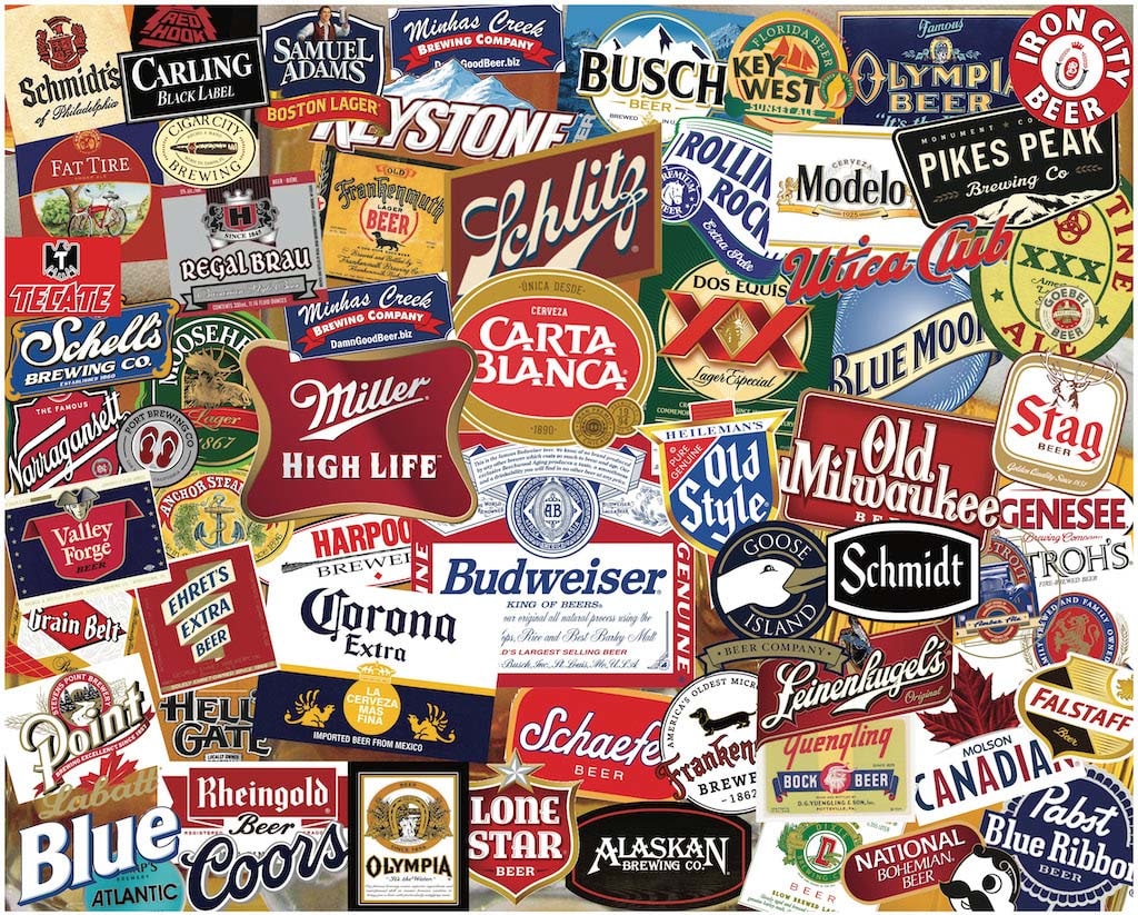 American Beer Labels - 1000 Piece Jigsaw Puzzle by Hart Puzzles ...