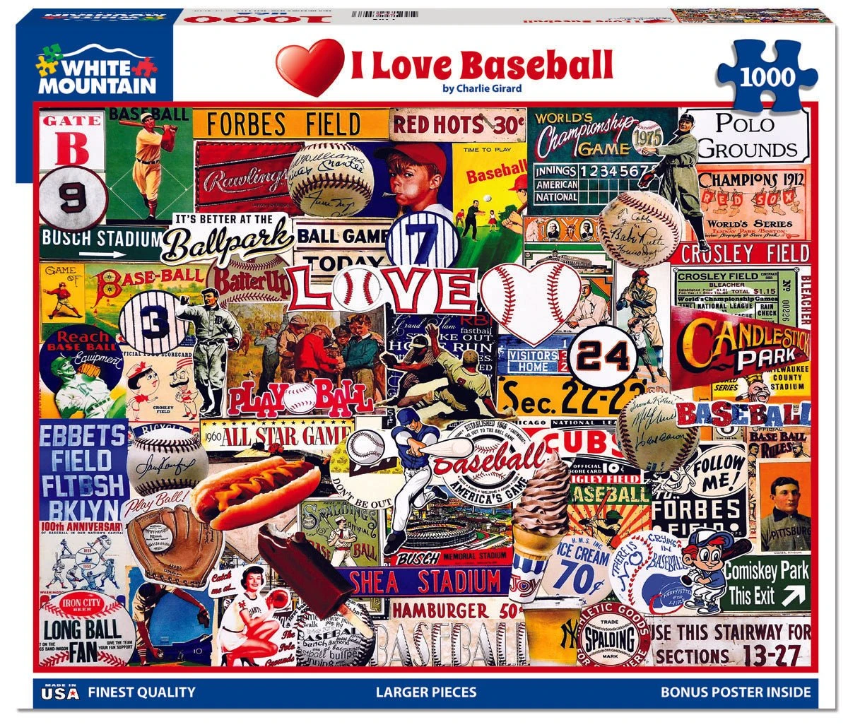 I Love Baseball - 1000 Piece Jigsaw Puzzle by White Mountain | Serious ...