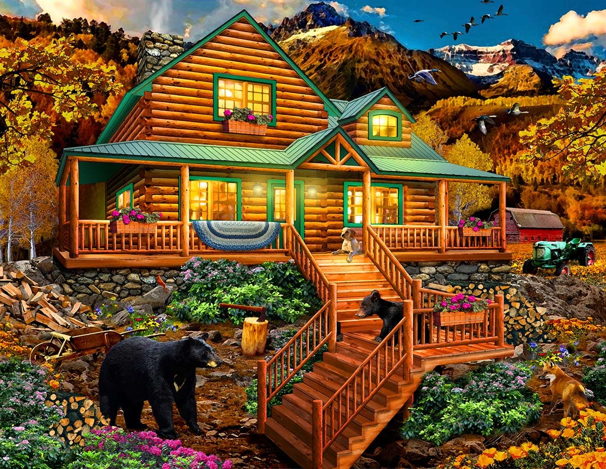 Mountain Cabin Visitors - Scratch and Dent - 1000 Piece Jigsaw Puzzle ...