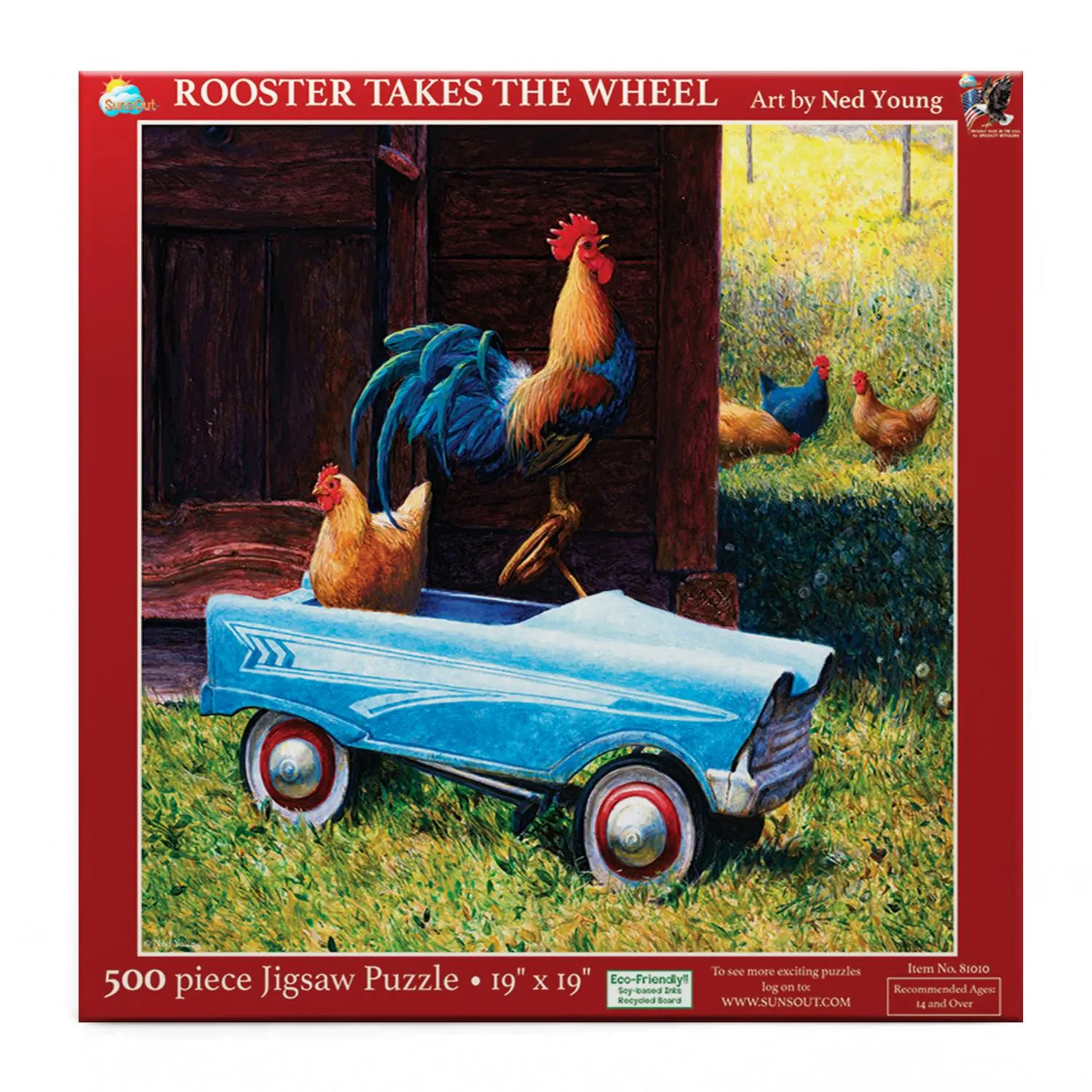 Rooster Takes the Wheel - 500 Piece Jigsaw Puzzle by SunsOut | Serious ...