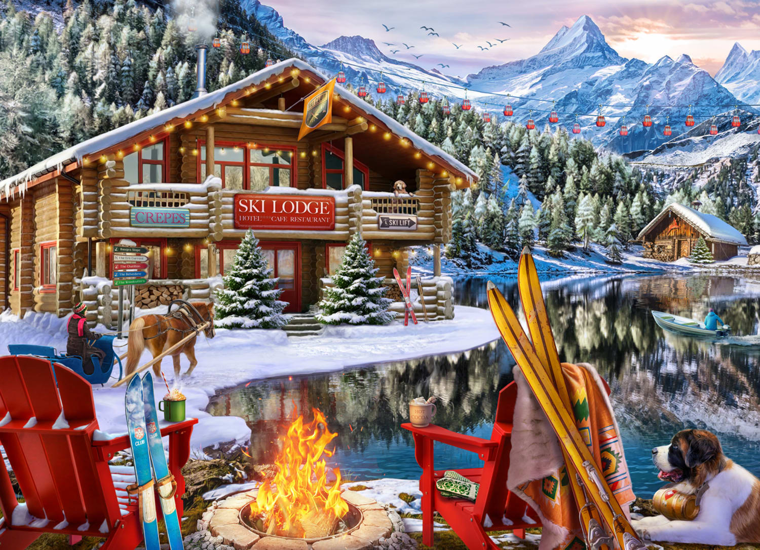 Ski Lodge - 1000 Piece Jigsaw Puzzle by Vermont Christmas Company ...