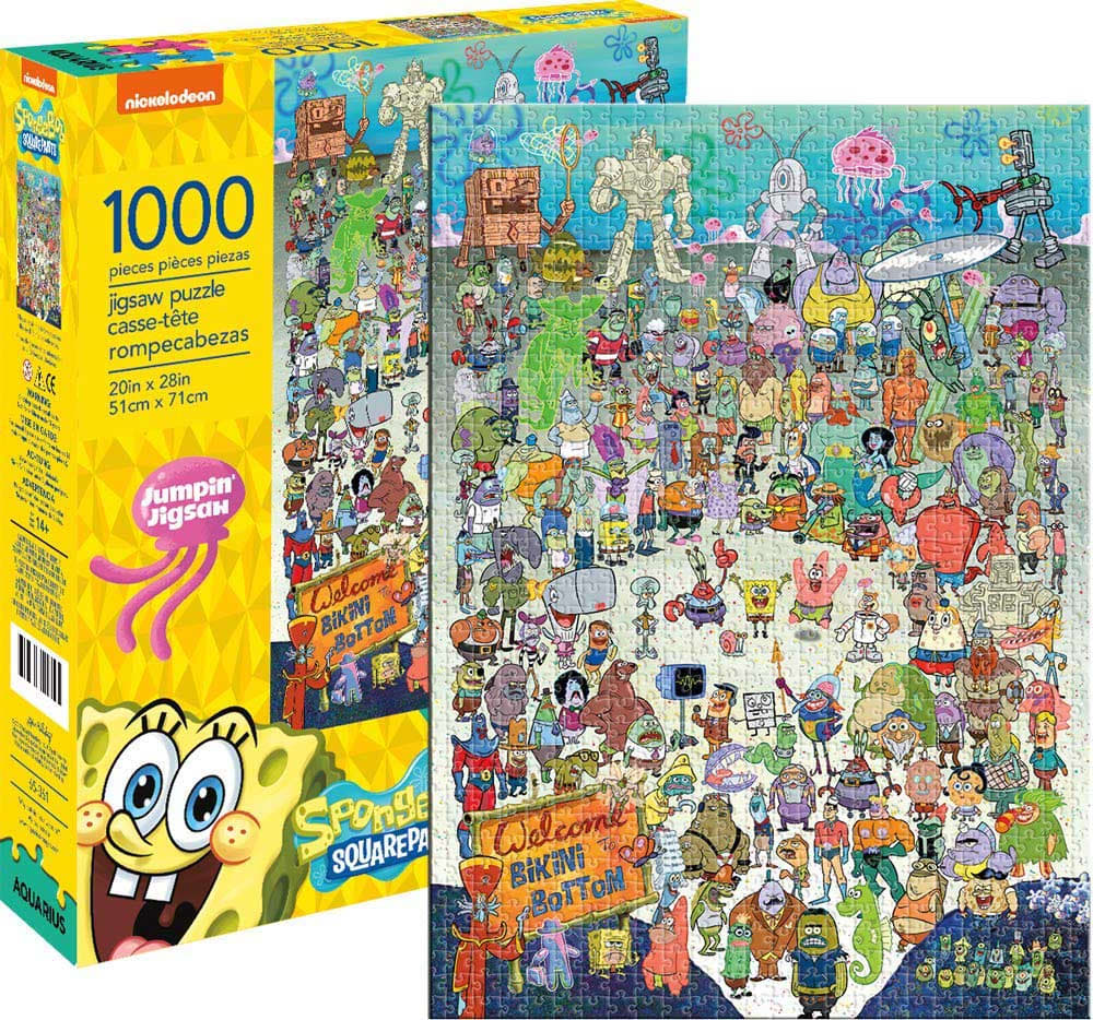 SpongeBob SquarePants Cast - 1000 Piece Jigsaw Puzzle by Aquarius ...