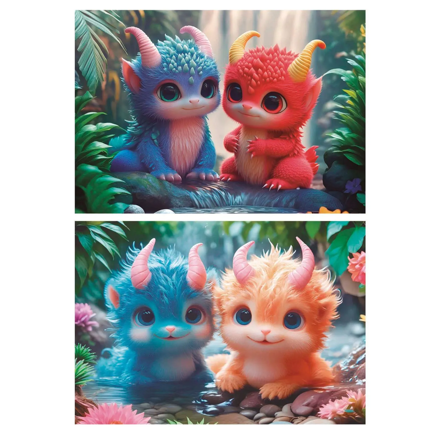 Cute Monsters 2X100 Pc - 100 Piece Jigsaw Puzzle by Educa | Serious Puzzles