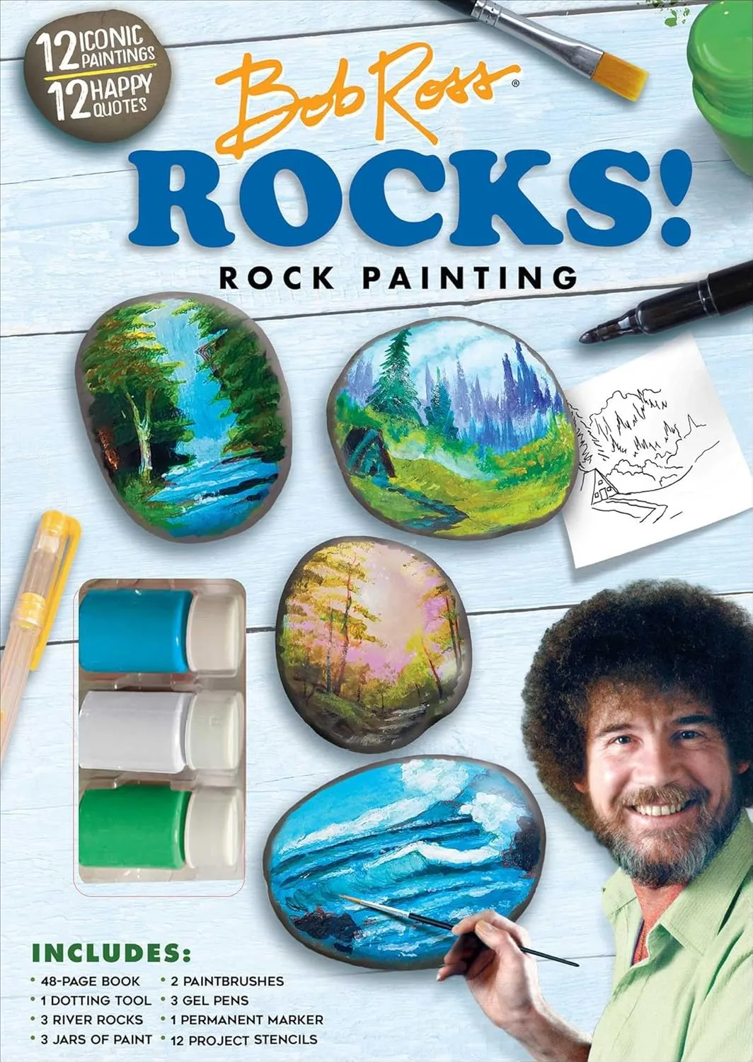 Bob Ross Rocks Rock Painting Kit by Gift Solutions | Serious Puzzles