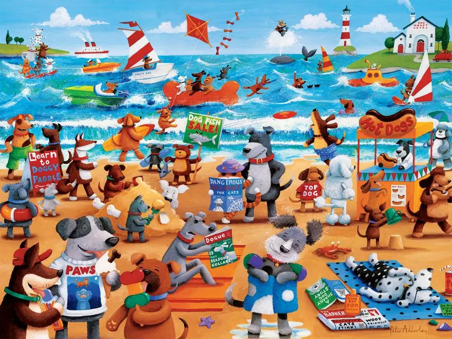 Dogs Beach (Paws & Claws) - 300 Piece Jigsaw Puzzle by Ceaco | Serious ...